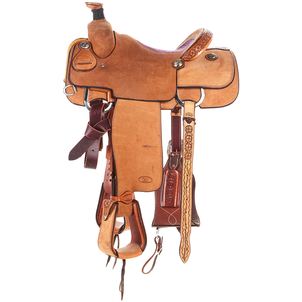 Trent Ward 14.5in Platinum Team Roper with Purple Inlaid Seat