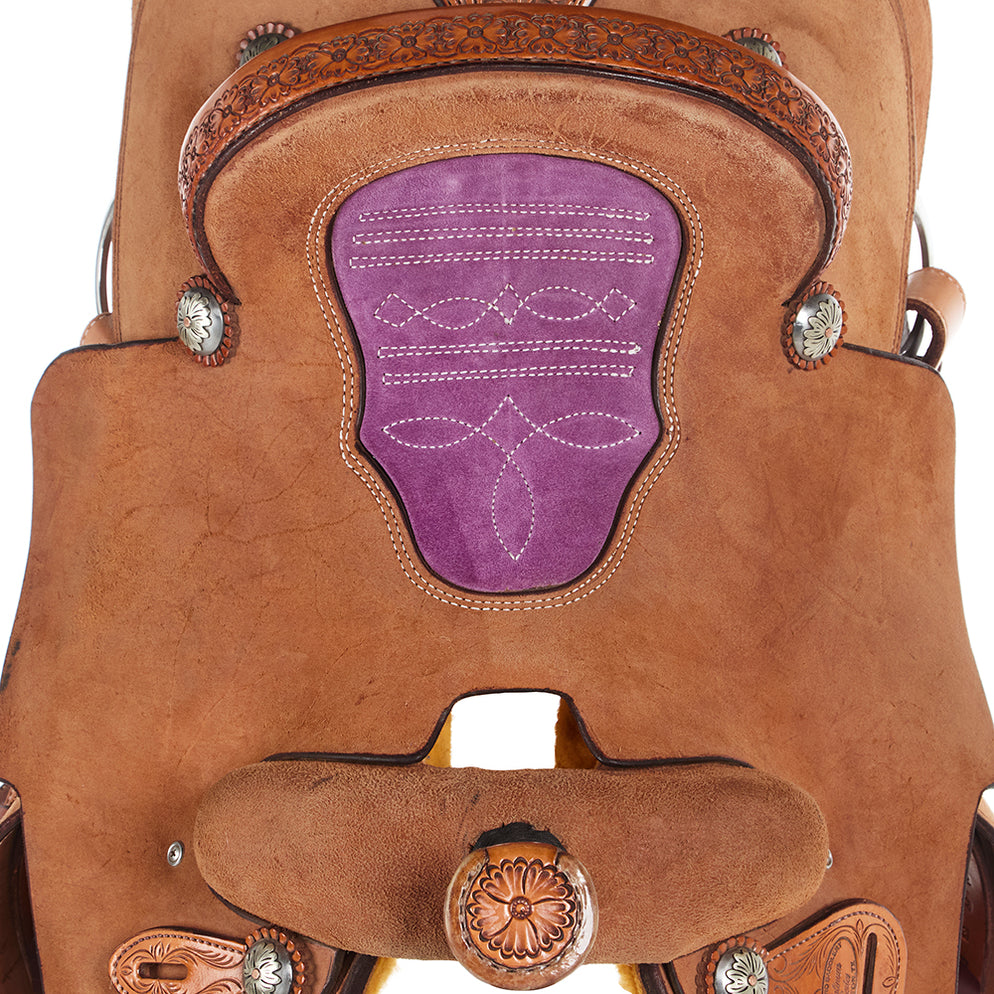 Trent Ward 14.5in Platinum Team Roper with Purple Inlaid Seat