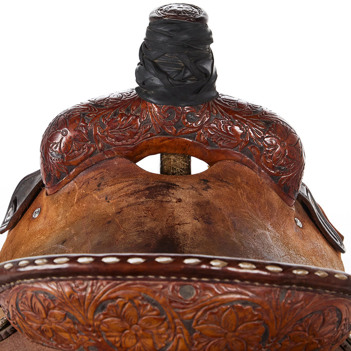 Corriente Used 16in Floral Tooled Team Roper with Buckstitch