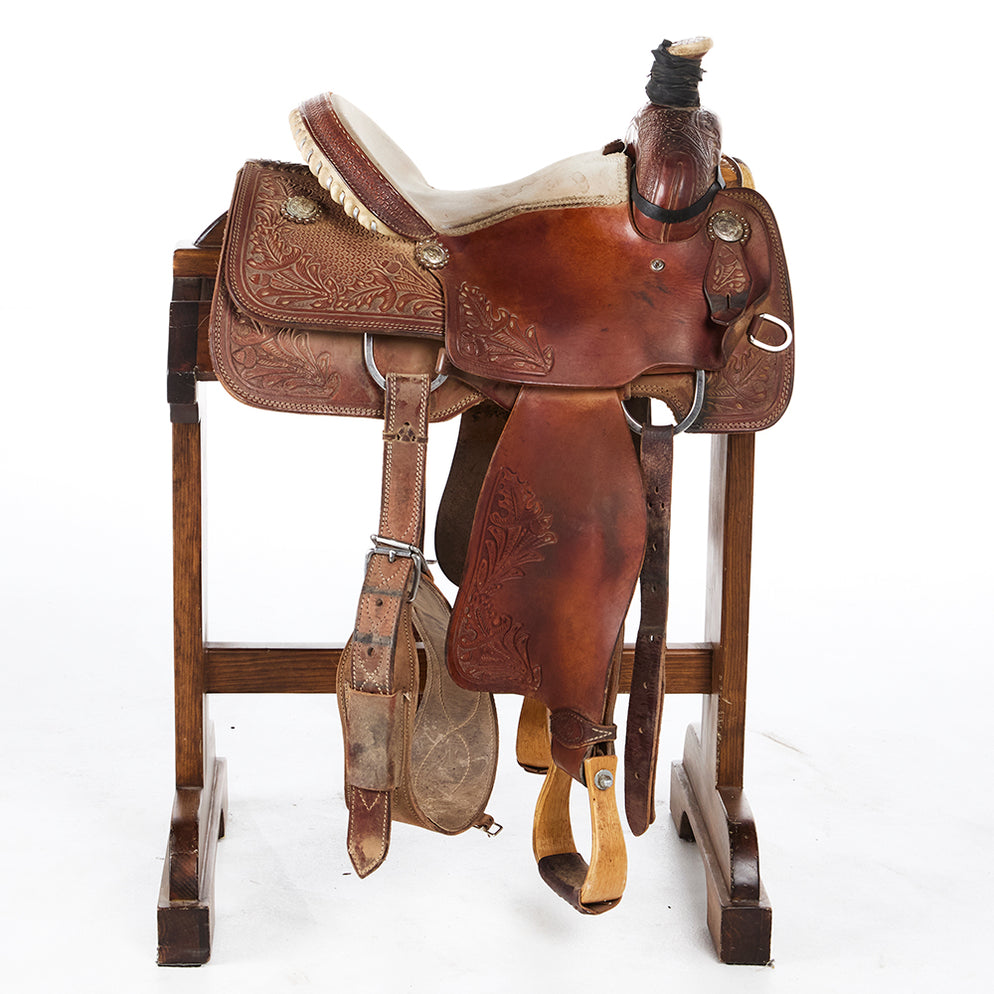 R Bar R Used 14in Acorn Tooled Team Roper