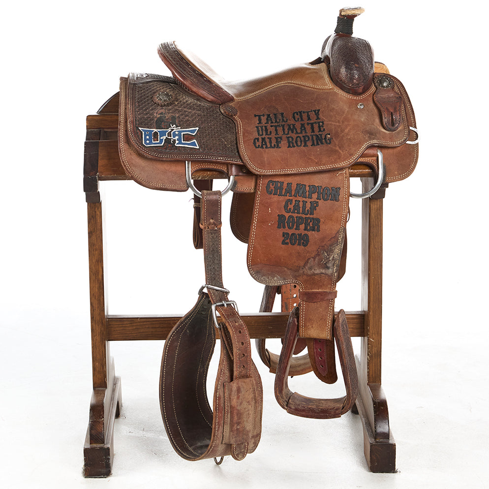 Scott Thomas Used 14in 1/2 Breed Trophy Calf Roping Saddle