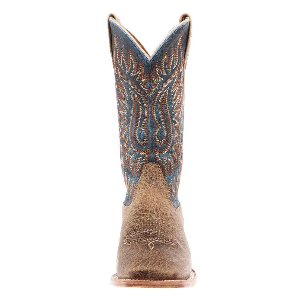 Ariat Men's Gold Point Earth Brown Bison Vamp 12In Royal Blue Top Boot