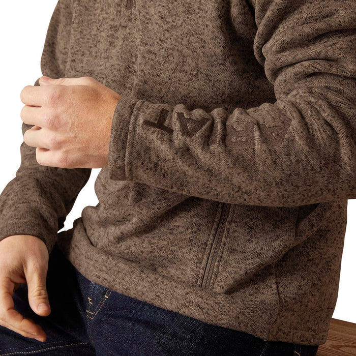 Ariat Men's Caldwell Khaki Logo 1/4 Zip Sweater