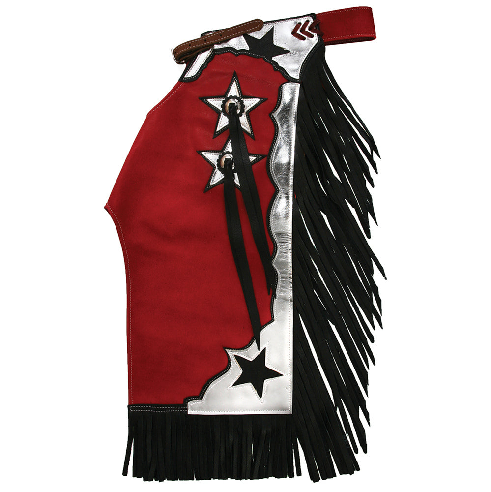Saddle Barn Tack Junior Red and Silver Rodeo Chaps