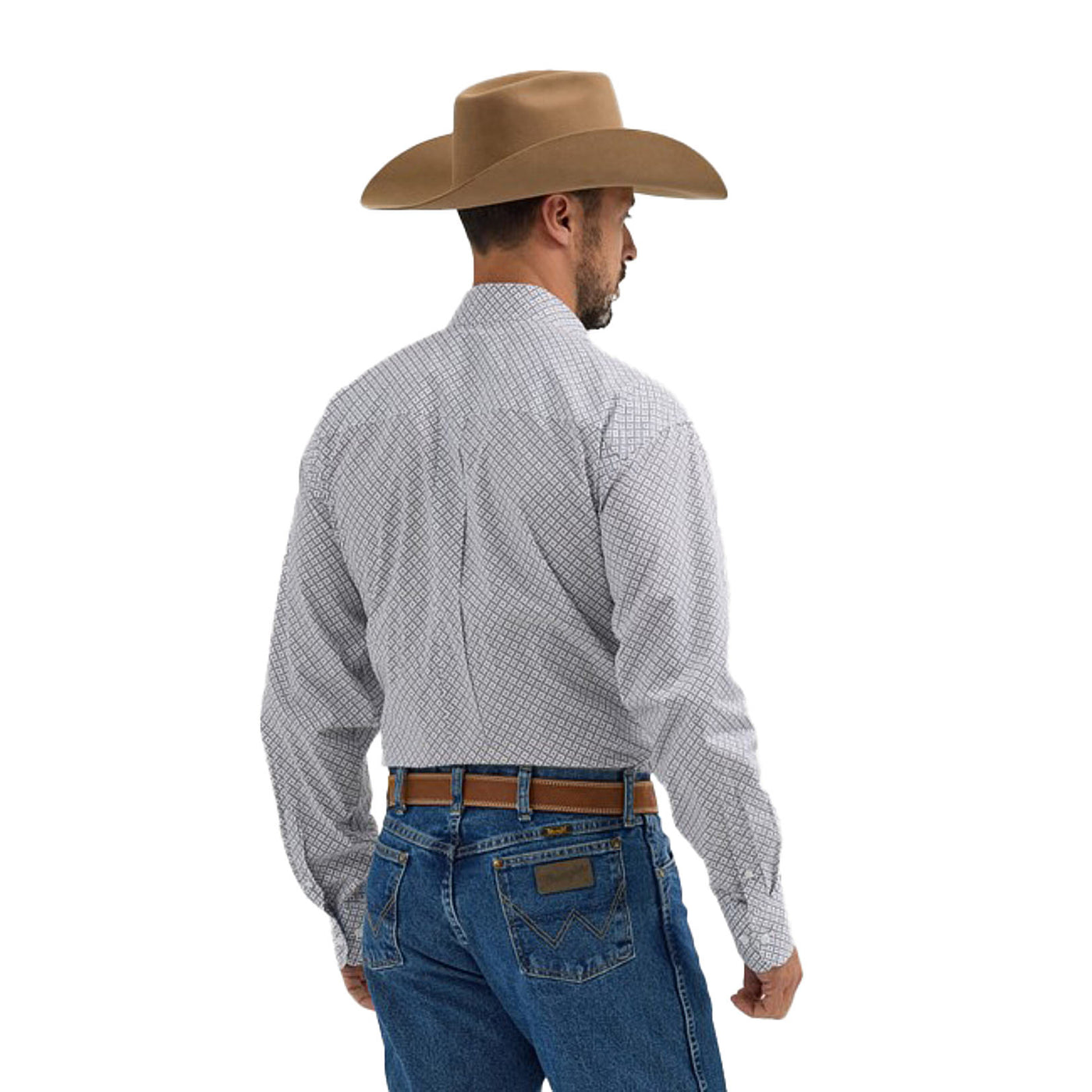 Wrangler George Strait White Blue Check Print Shirt