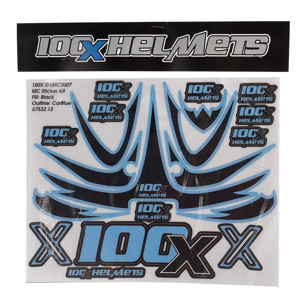 100X Helmets Black and Blue Sticker Set