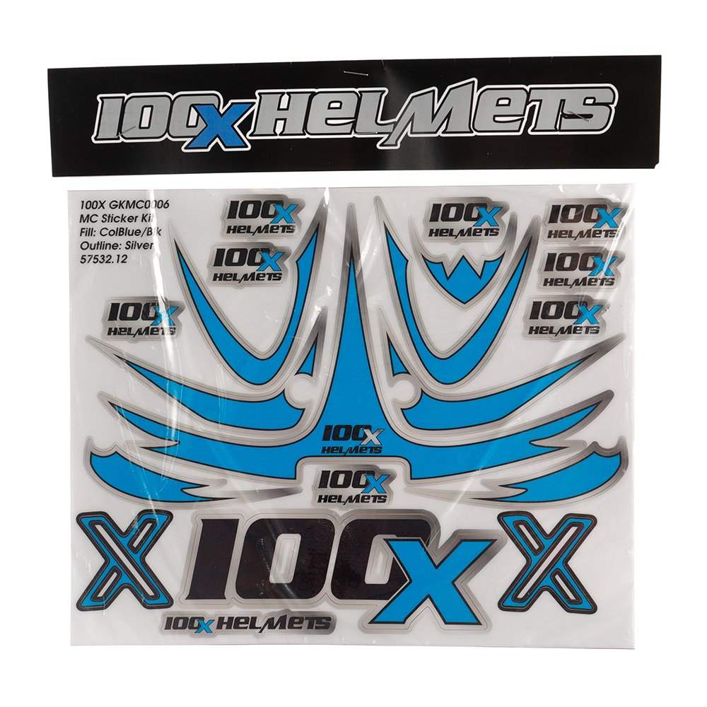 100X Helmets 100 X Blue, Black, and Silver Sticker Set