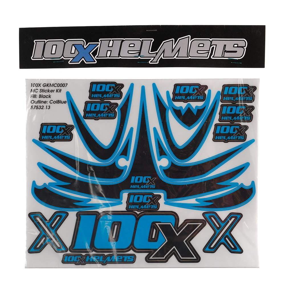 100X Helmets Black with Blue Sticker Set