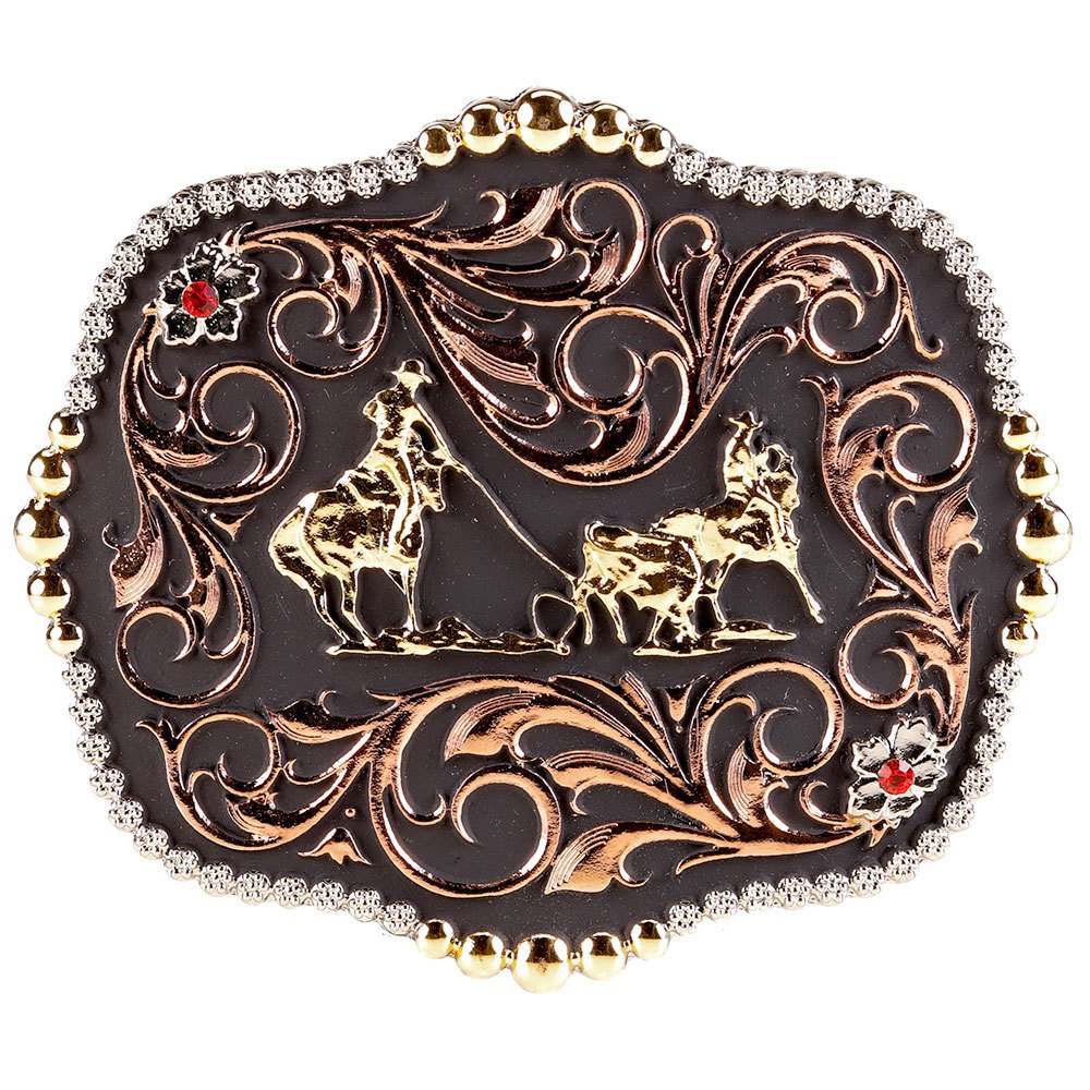 Montana Silversmiths Tri-Color Team Ropers Traditional Attitude Buckle