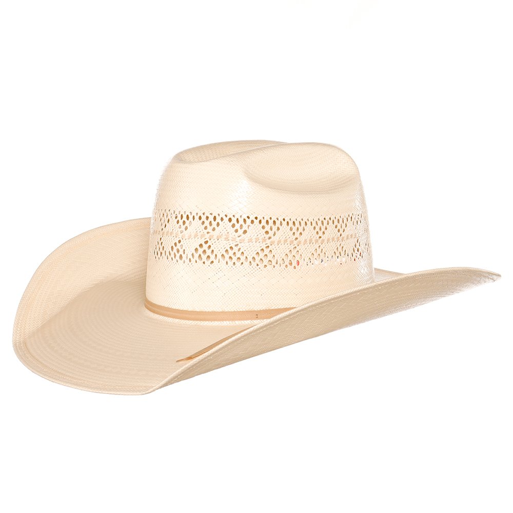 American Hats Solid Ivory and Tan Line Vent 4 1/4` Brim Champagne Band