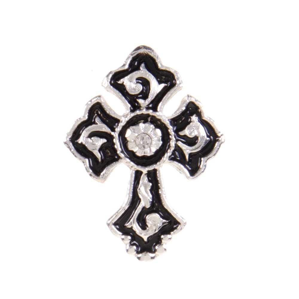 Austin Accent Inc. Silver and Black Cross Hat Pin
