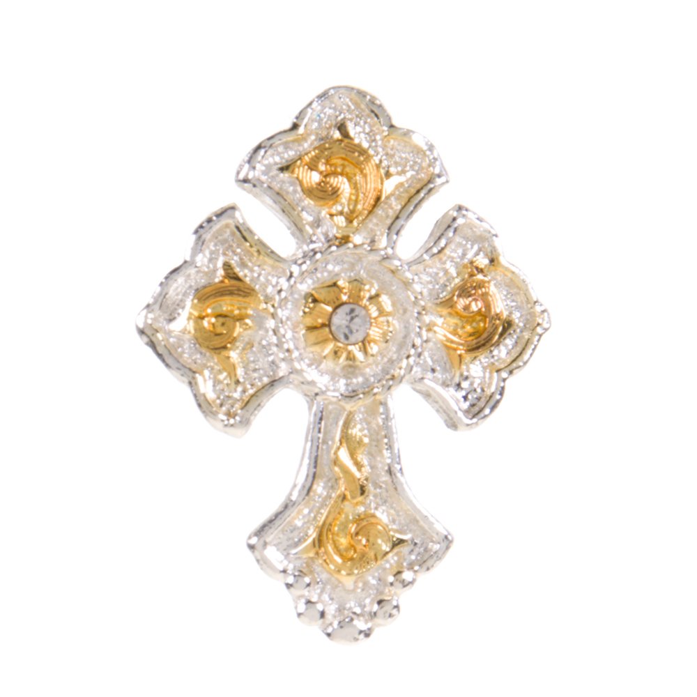 Austin Accent Inc. Silver and Gold Cross Hat Pin