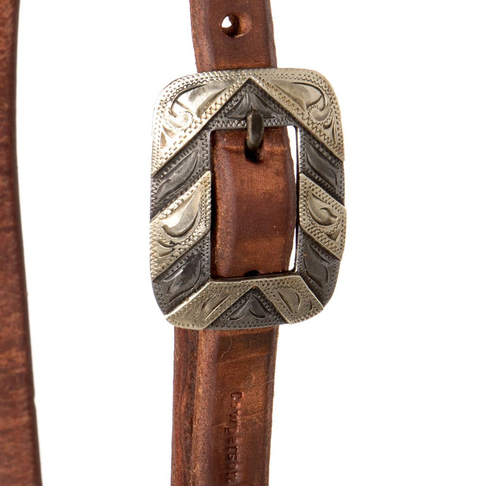 Cowperson Tack 5/8in Harness Slot Ear Headstall w/Blue Iron Buckle