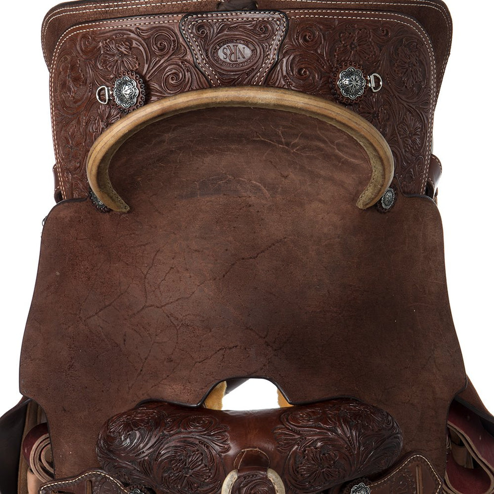 Nrs Competitors Chocolate 1/4 Breed Wyoming Flower Team Roping Saddle