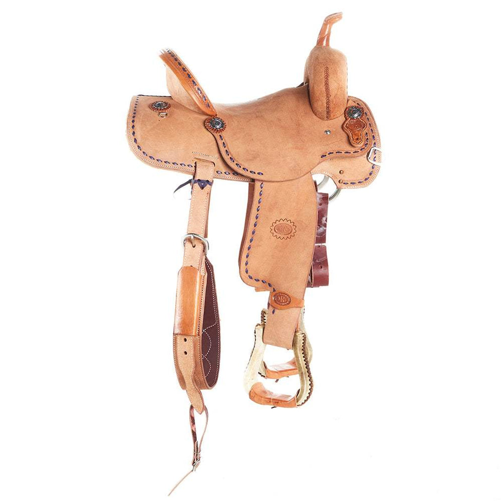 Nrs Competitors Natural Roughout Purple Buckstitch 13 Inch Barrel Sadd