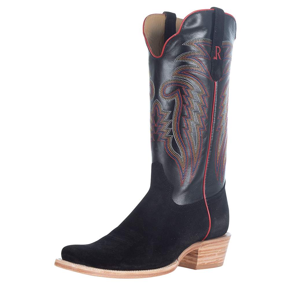 R Watson Boots Men's Black Roughout 13in. Black Cowhide Top Cutter Toe