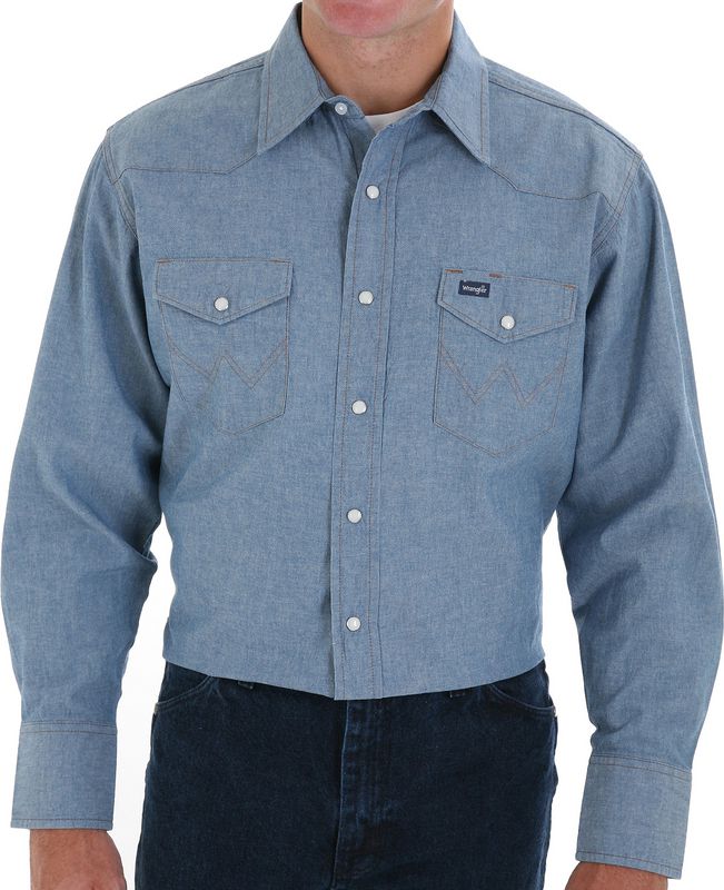 Wrangler Men's Chambray Snap Work Shirt