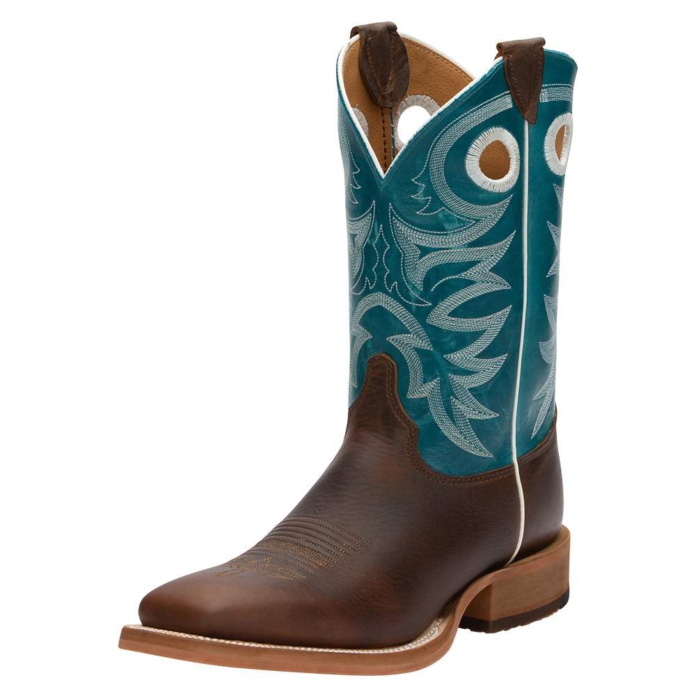 Justin Boot Company Men's Copper Rough Rider-11in Blue Cowhide Top