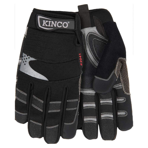 Kinco Gloves Synthetic Black Leather w/Pullstrap