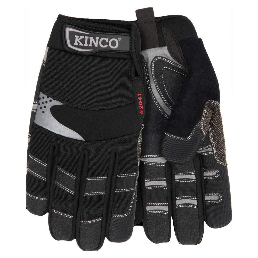 Kinco Gloves Synthetic Black Leather w/Pullstrap — NRS