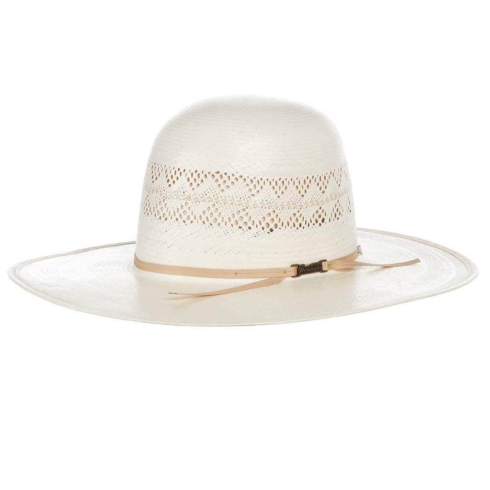 American Hats AHC 6800 Fancy Vent Solid Ivory With Tan Line 4 1/4in. B