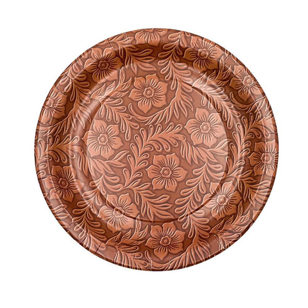 Party West Paper Goods Floral Tooled Dinner Plate