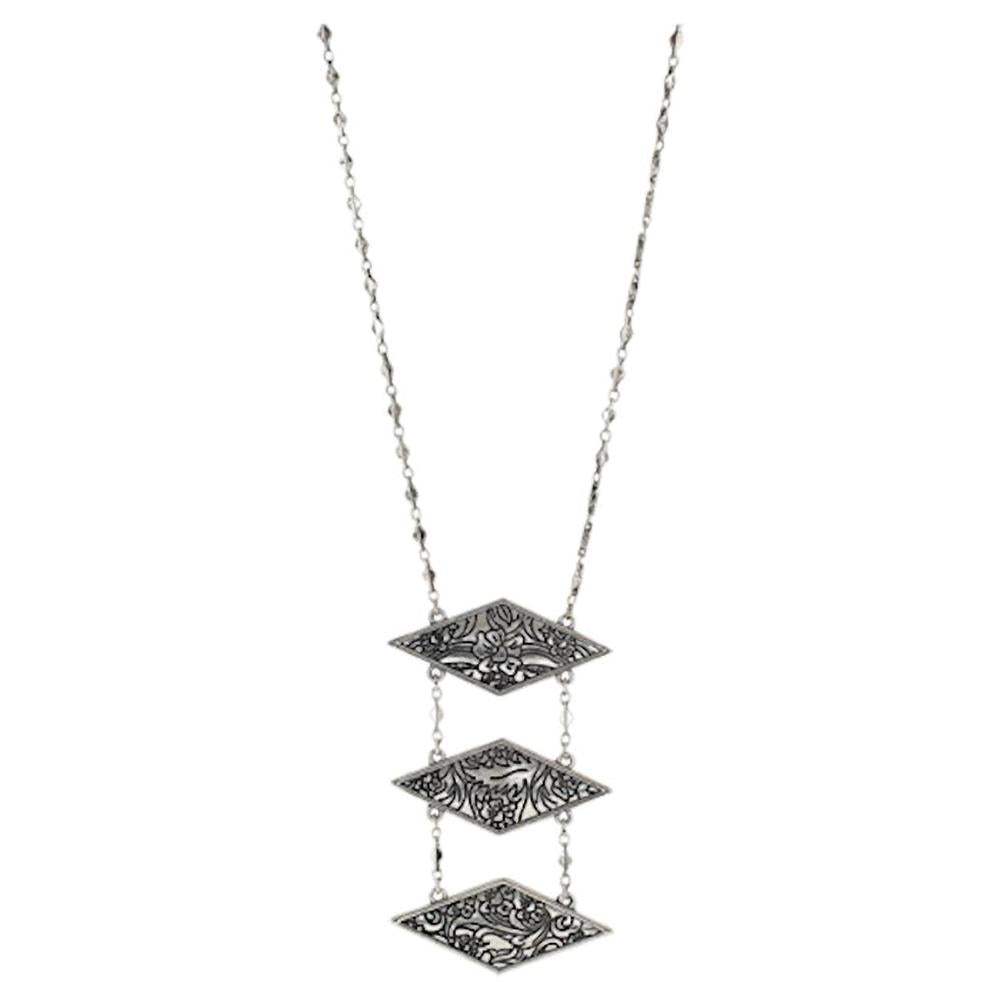 Women's Justin Triple Diamond Charm Necklace