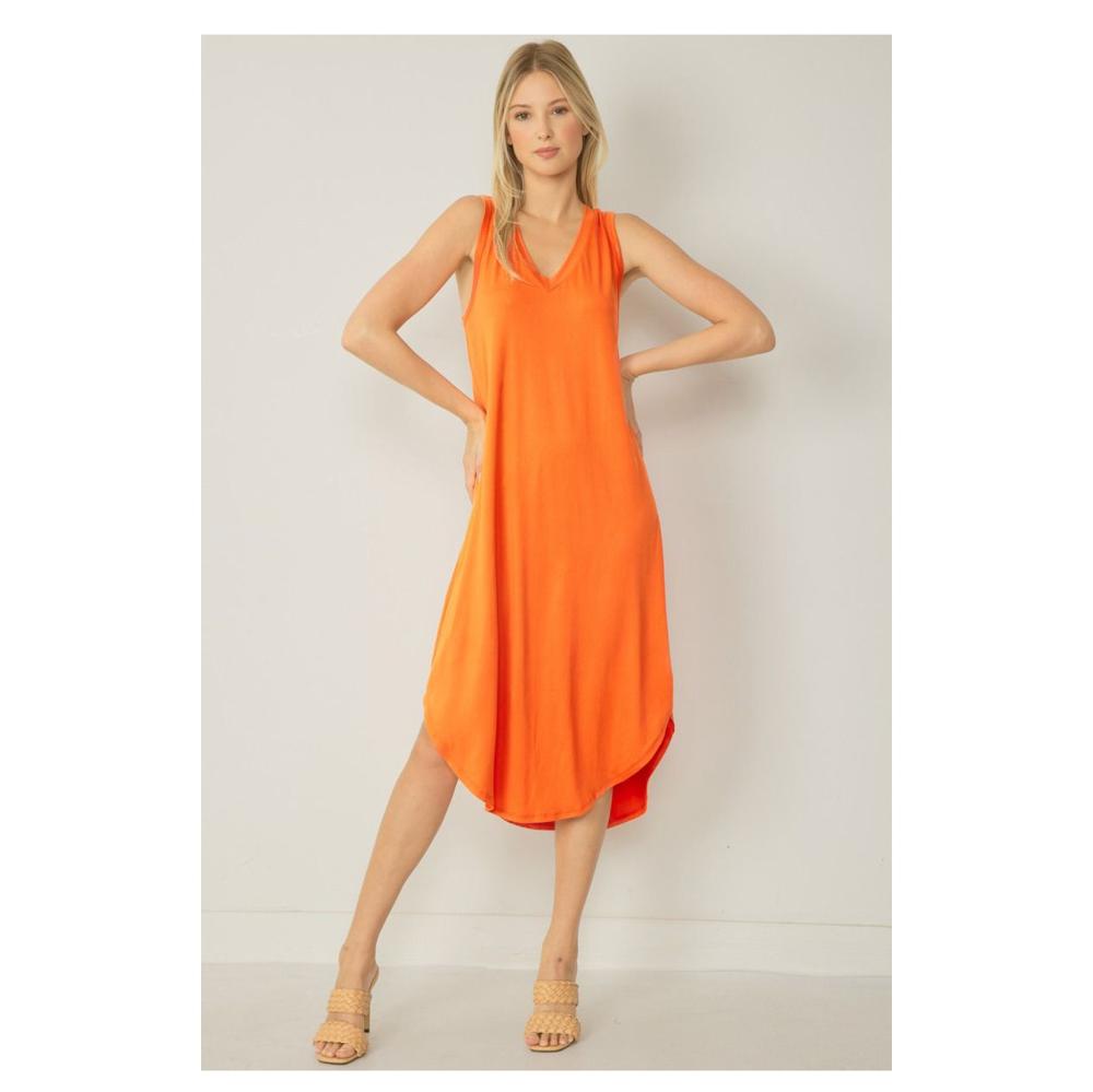 Entro Womens Orange Sleeveless Midi Dress — NRS