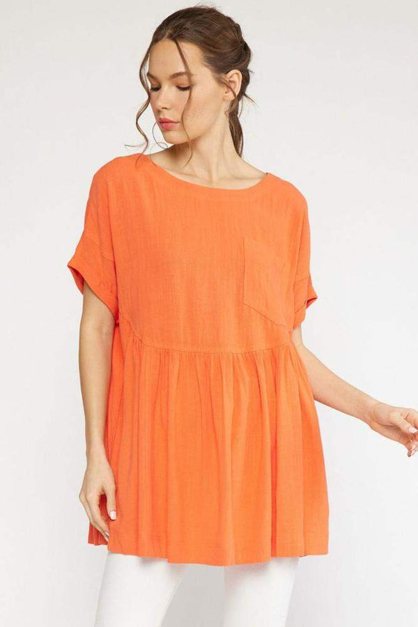 Entro Womens Orange One Pocket Top