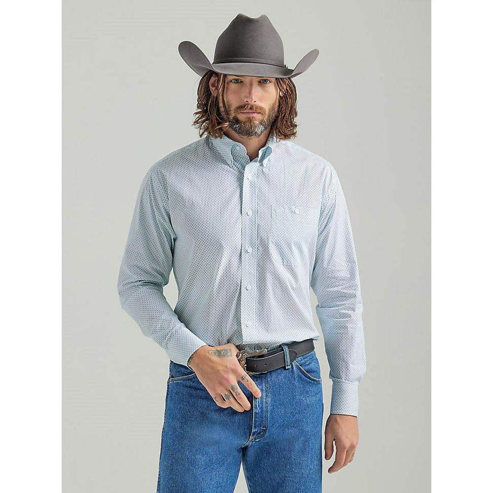 Wrangler Men's George Strait White Print Button Down