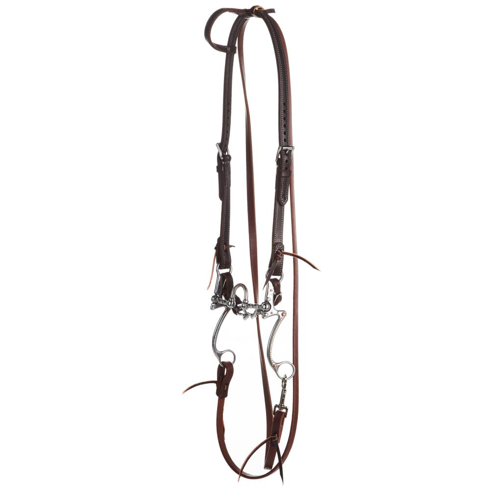 NRS Tack Horse Bridle Set with Twisted Correctional Port 7 Shank Bit
