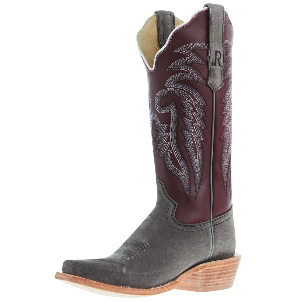 R Watson Boots Women's Charcoal Roughout 13 In Dark Cherry Sinatra Top