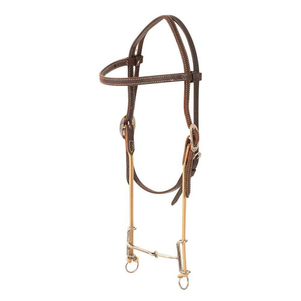 Classic Chocolate Roughout Browband Loomis Snaffle Draw Gag Bit Headst