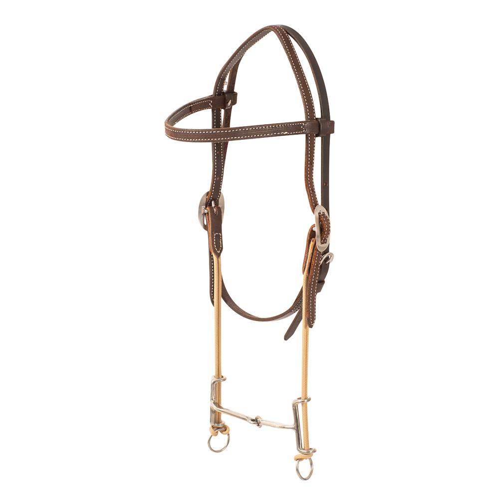Classic Chocolate Roughout Browband Loomis Snaffle Draw Gag Bit Headst