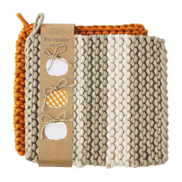 Mud Pie Taupe Crochet Pot Holder Set