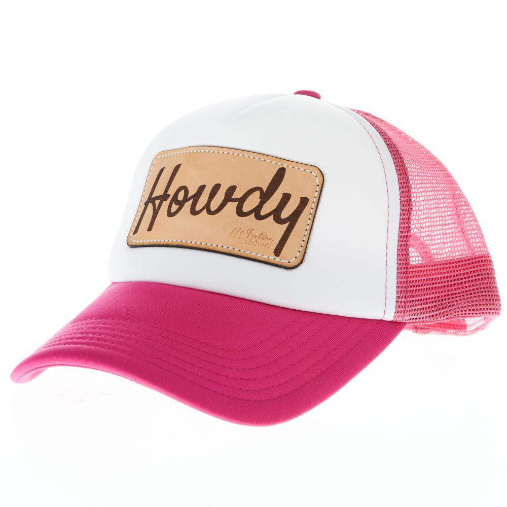 Mcintire Saddlery White and Fuchsia Howdy Foam Trucker Cap