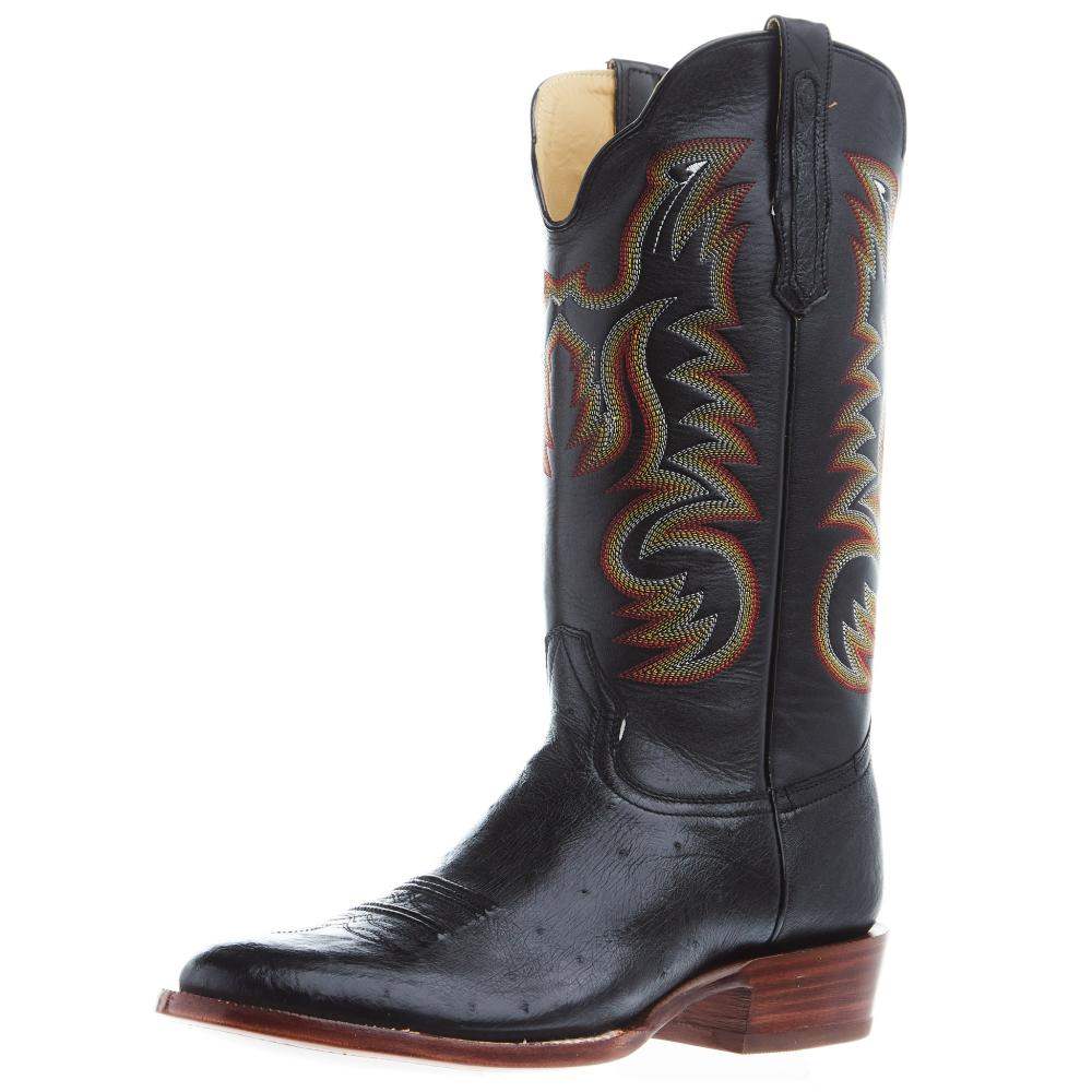 R Watson Boots Men's R. Black Smooth Ostrich Round Toe 13in Black Sina