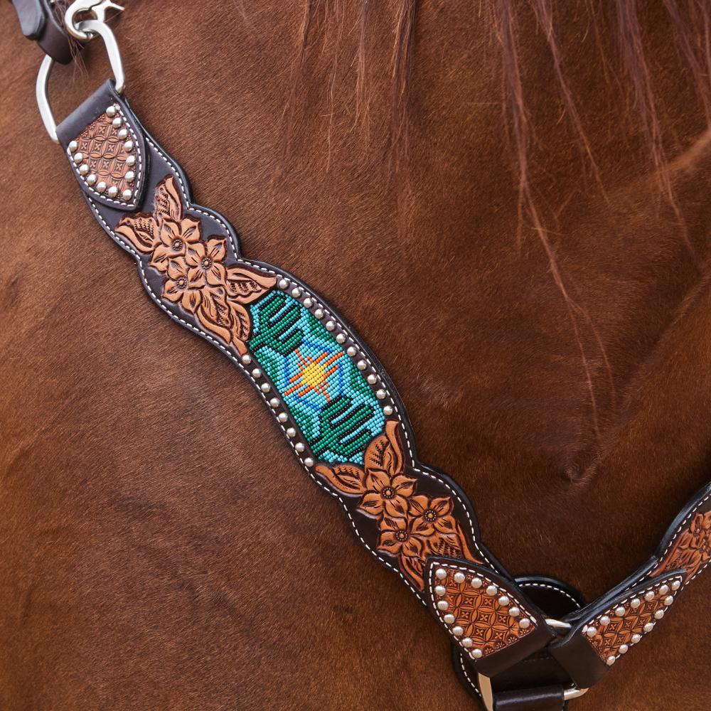 Rafter T Ranch Company Beaded Cactus Inlay Breast Collar