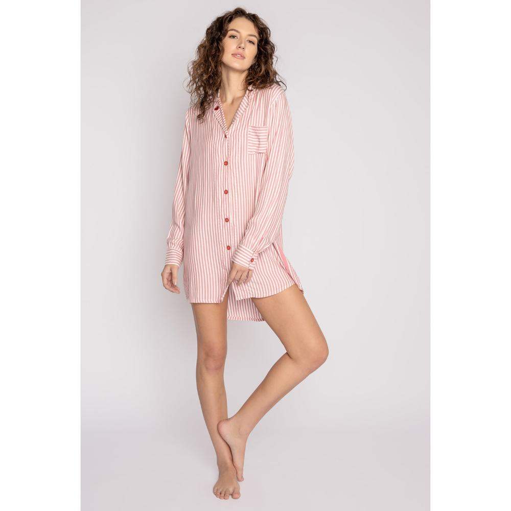 Pj Salvage Womens Rust Stripe Night Shirt