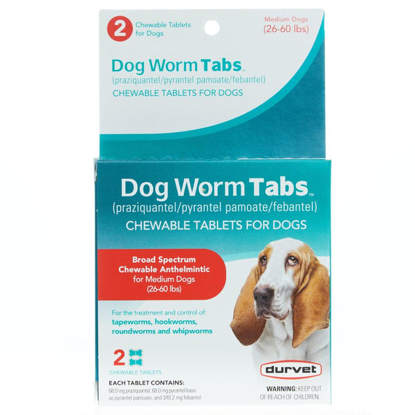 Durvet Dog Worm Chewable Tabs 26-60Lb 2ct