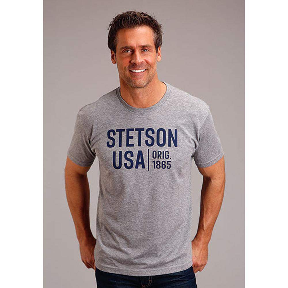 Stetson Apparel Mens USA Grey Tee Shirt