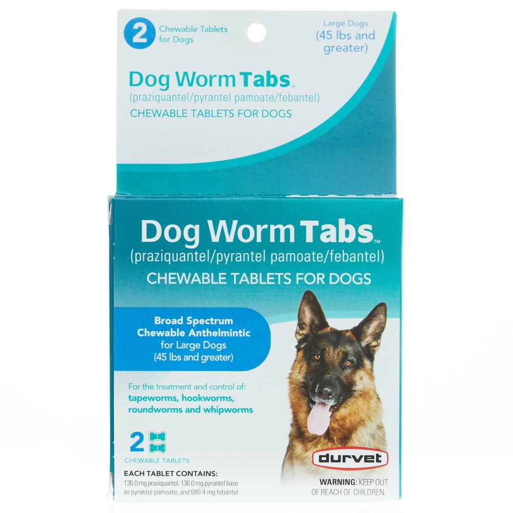 Durvet Dog Worm Chewable Tabs 45lb and Up 2ct