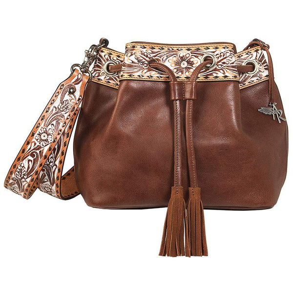 Angel Ranch Women's White Washed Daisy Bucket Bag Purse