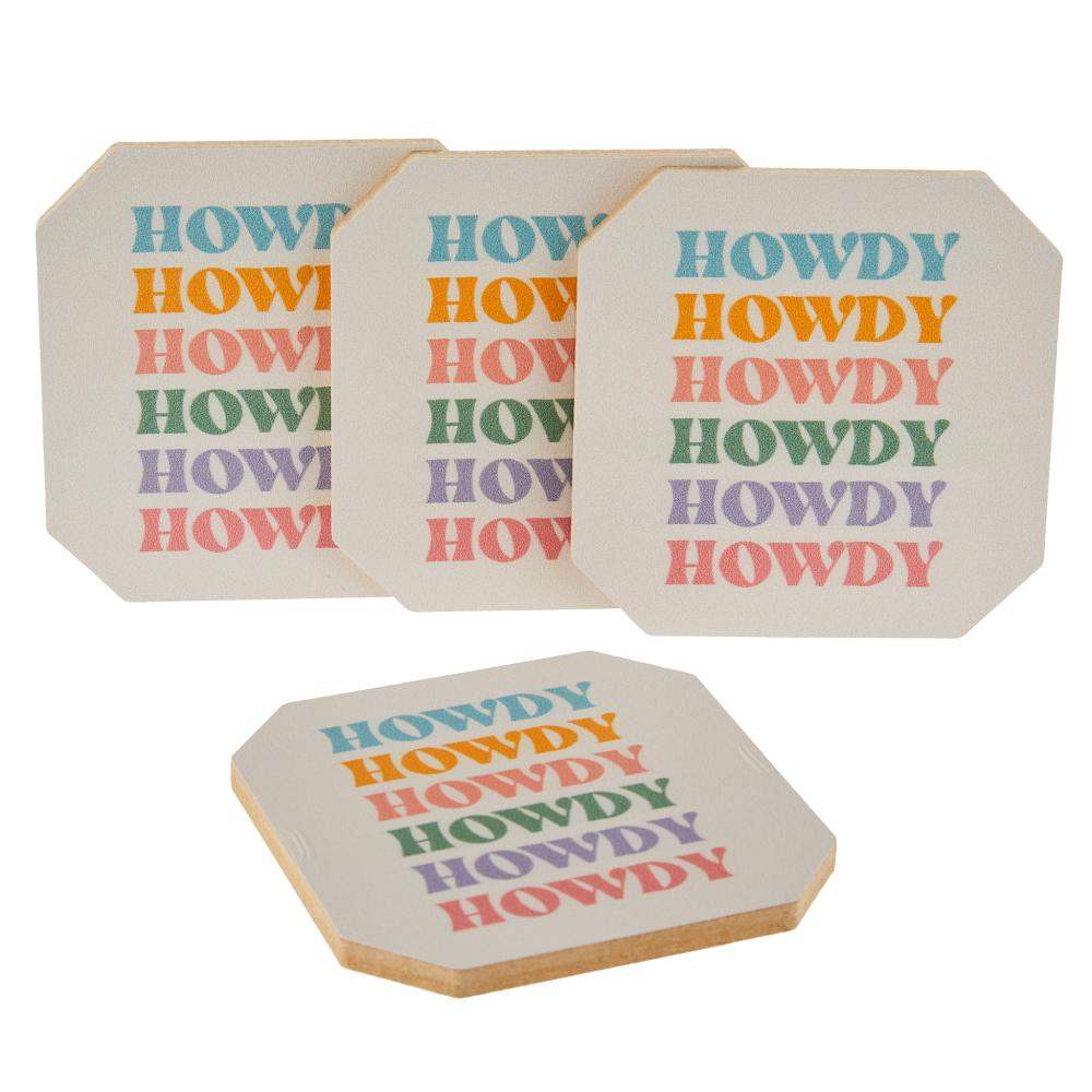 Deny Designs Colorful Howdy Coaster Set