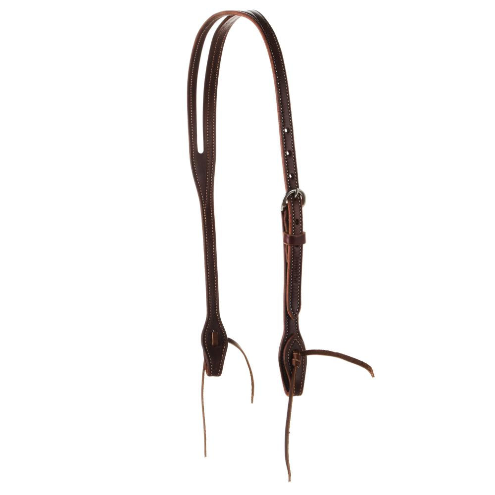 Cowperson Tack 5/8 Inch Dark Leather Skirting Slot Ear Headstall
