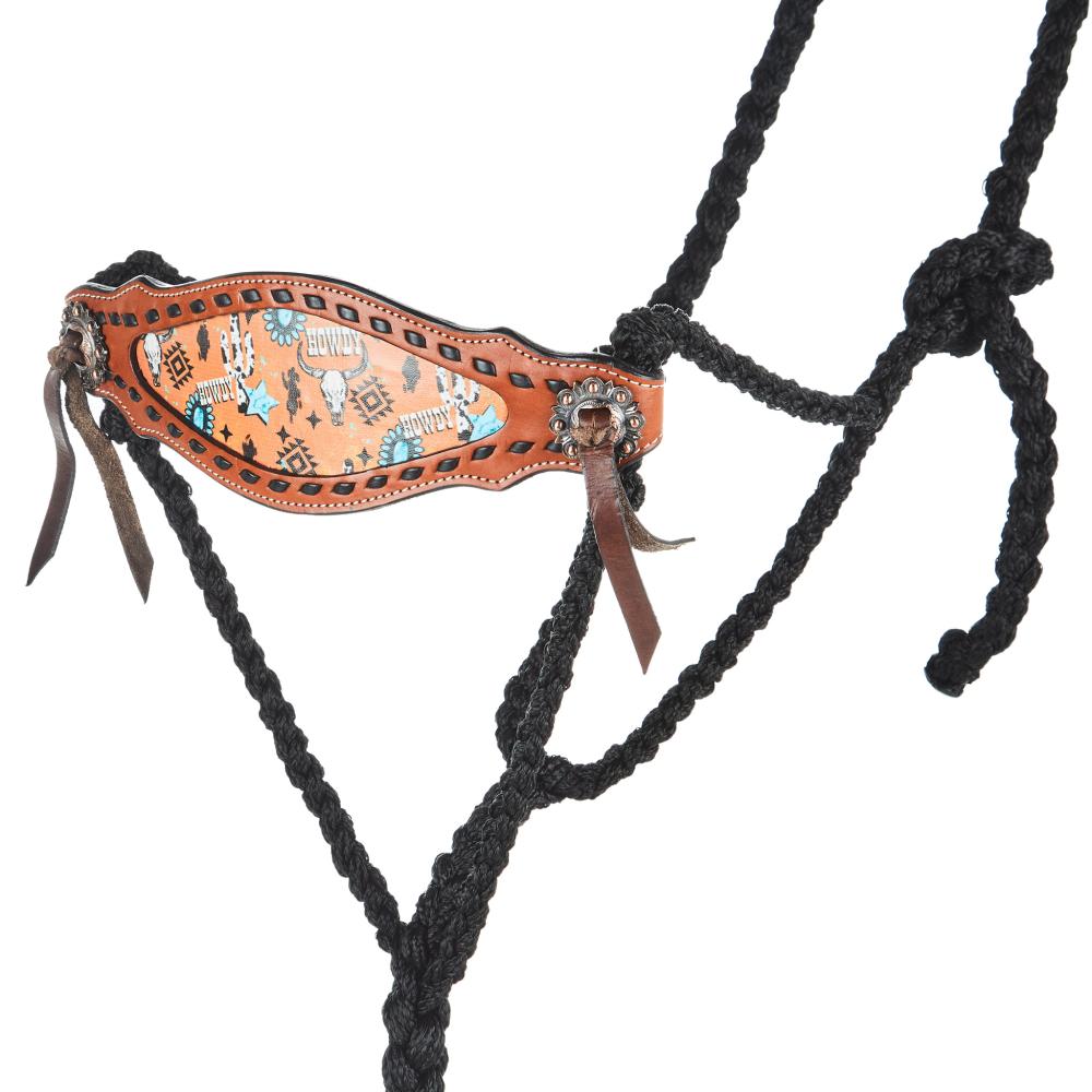 Schulz Equine Howdy Bronc Noseband Braided Rope Horse Halter