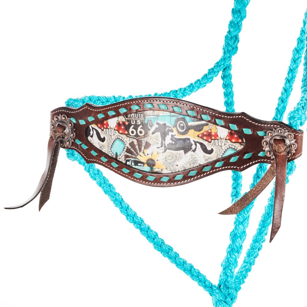 Schulz Equine Route 66 Bronc Noseband Braided Rope Horse Halter
