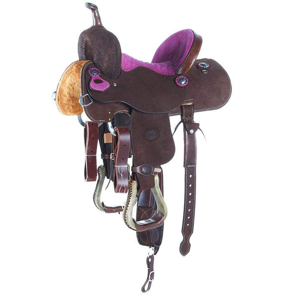 Nrs Competitors Chocolate Roughout Pink Suede 12 1/2 Inch Barrel Saddl