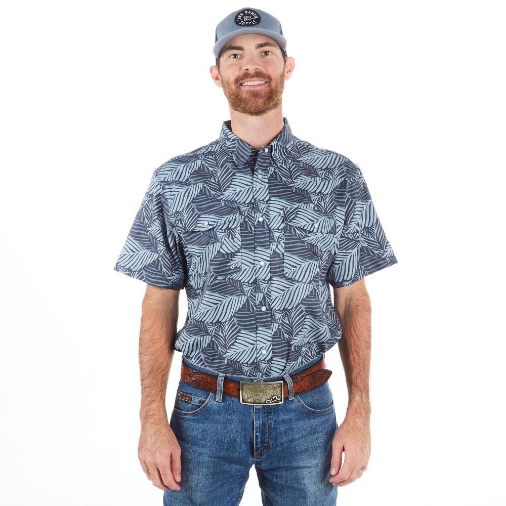 Sand Hill Ranch Men's Grey Palm Leaf Snap Shirt