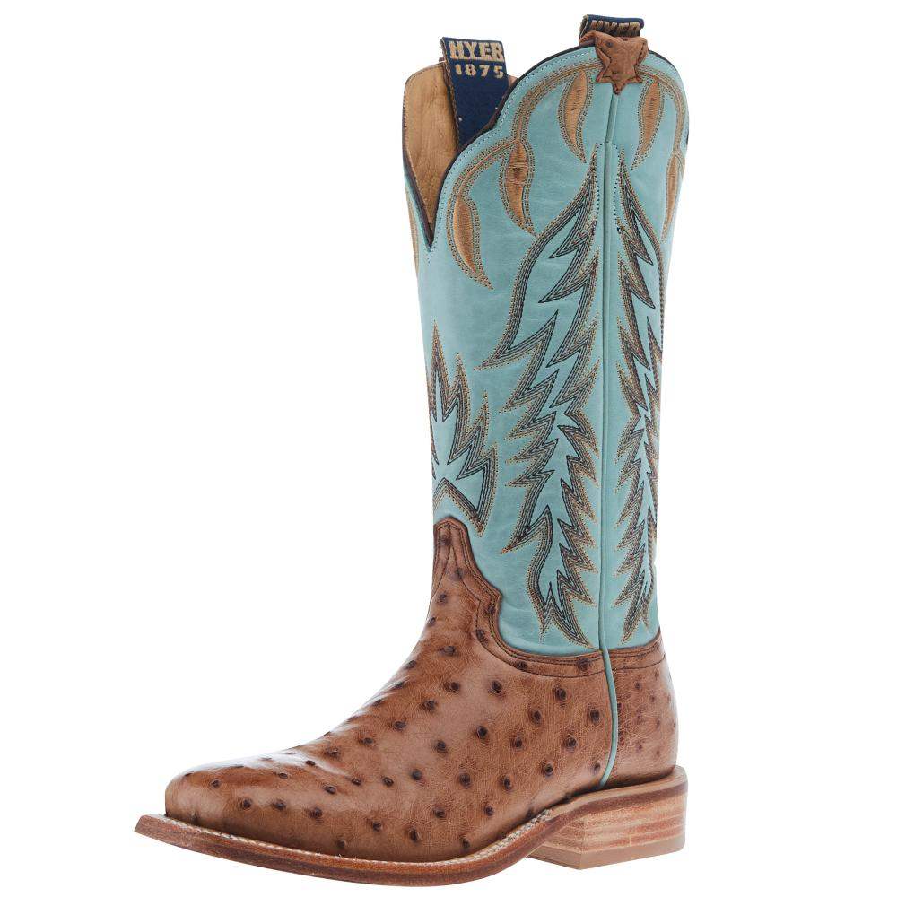 Hyer Boots Womens Harper Brandy FQ Waxy Ostrich 13 In Burnished Cowhid